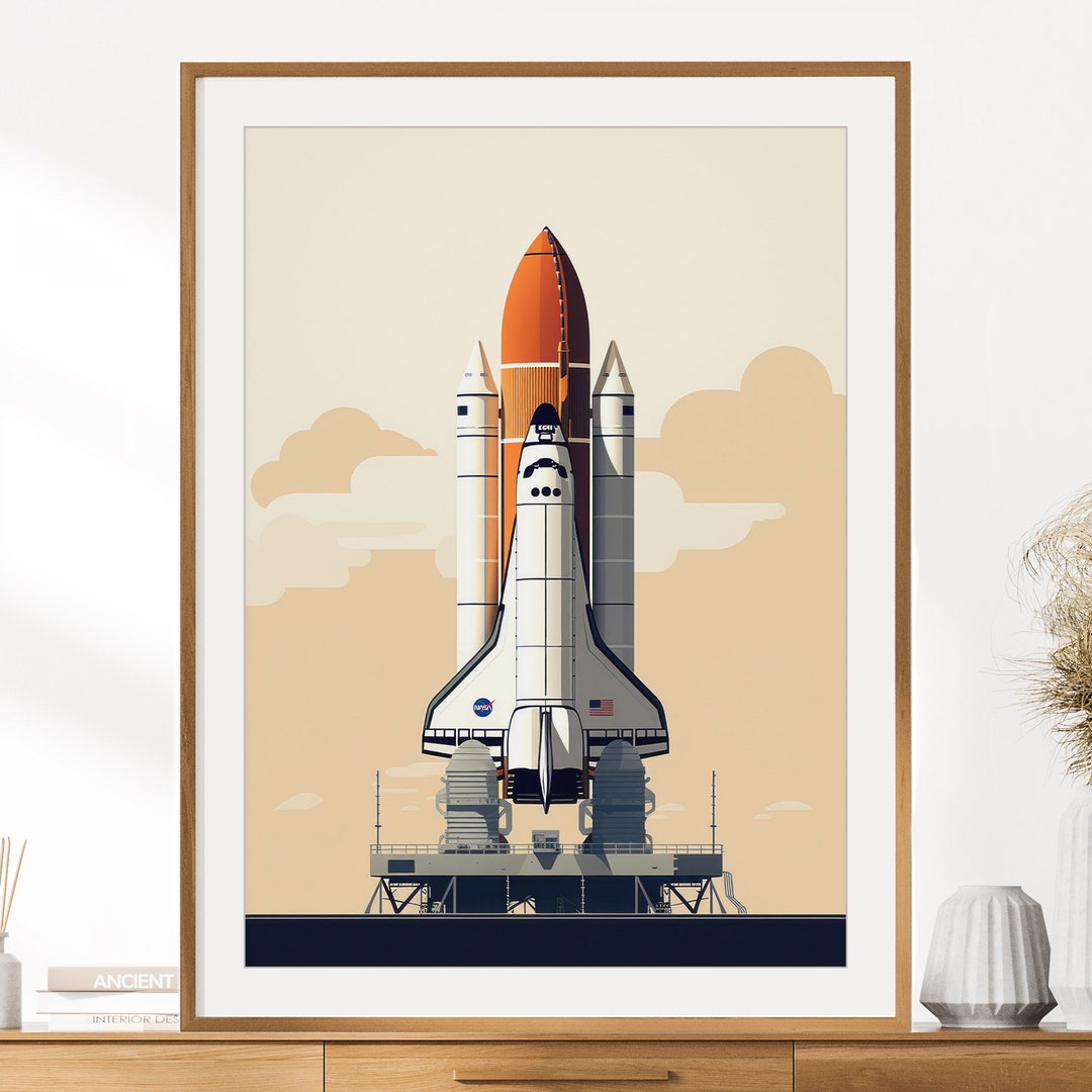 Retro Space Shuttle Print | Space Exploration Wall Art Decor | Retro Space Shuttle Poster | Boys ...