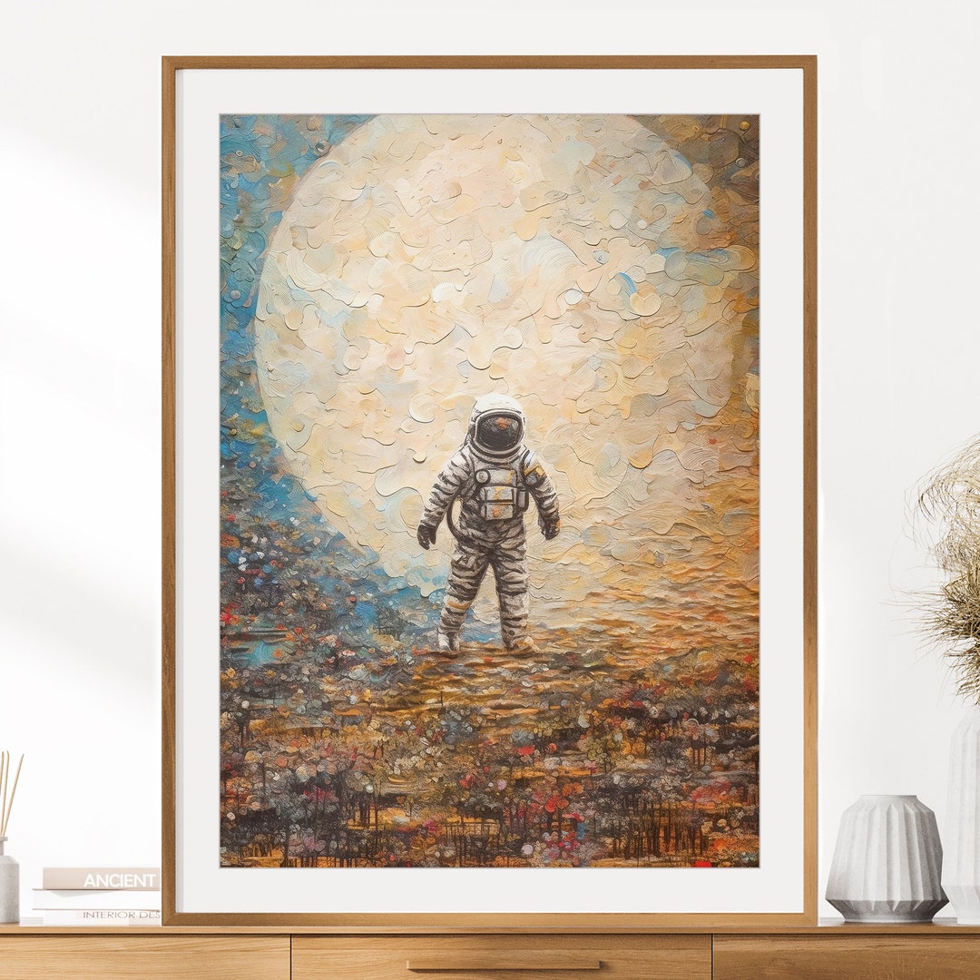 Astronaut Moonwalk | Textured Acrylic Painting | Space Printable Wall ...