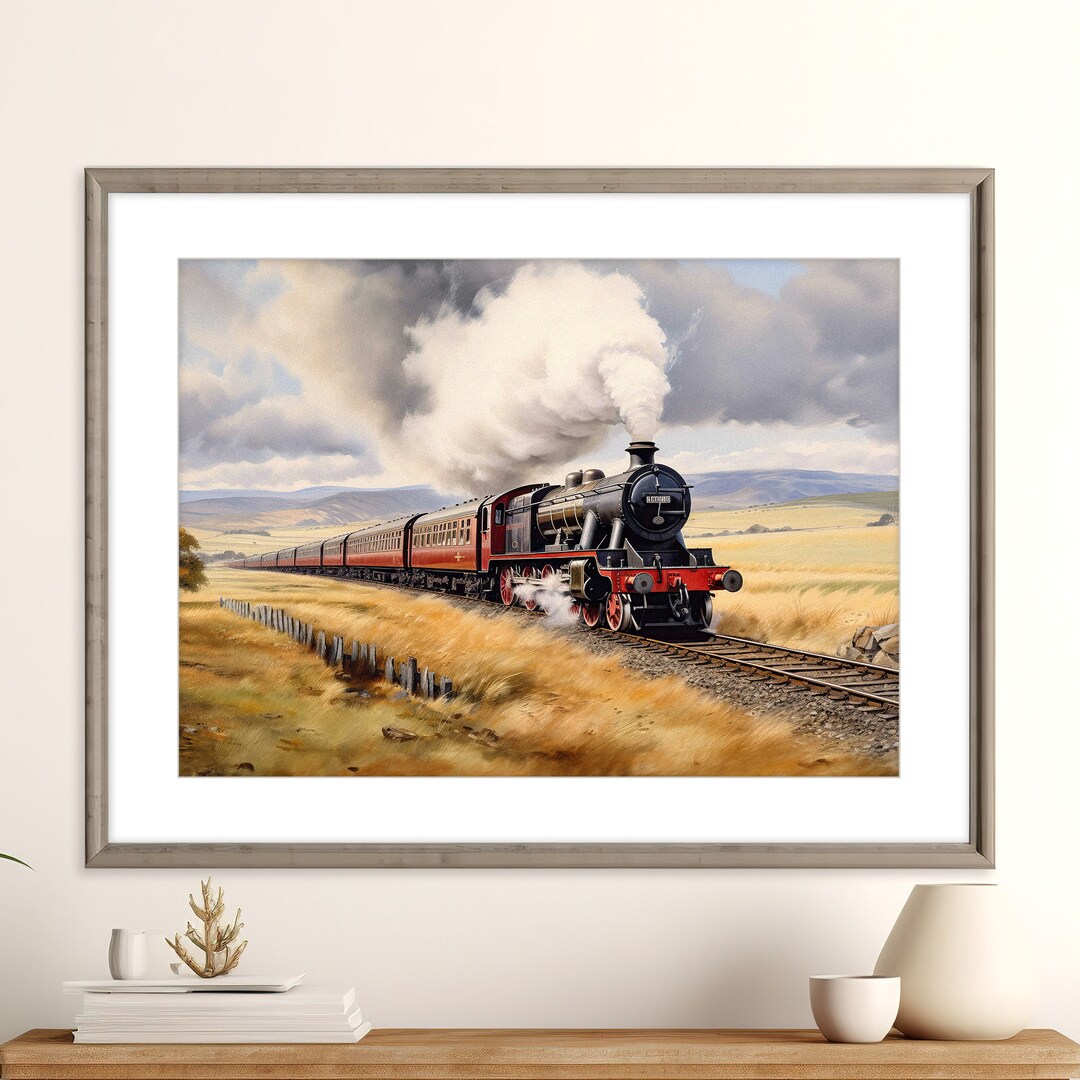 Flying Scotsman British Railway Train Print | Steam Train Poster ...