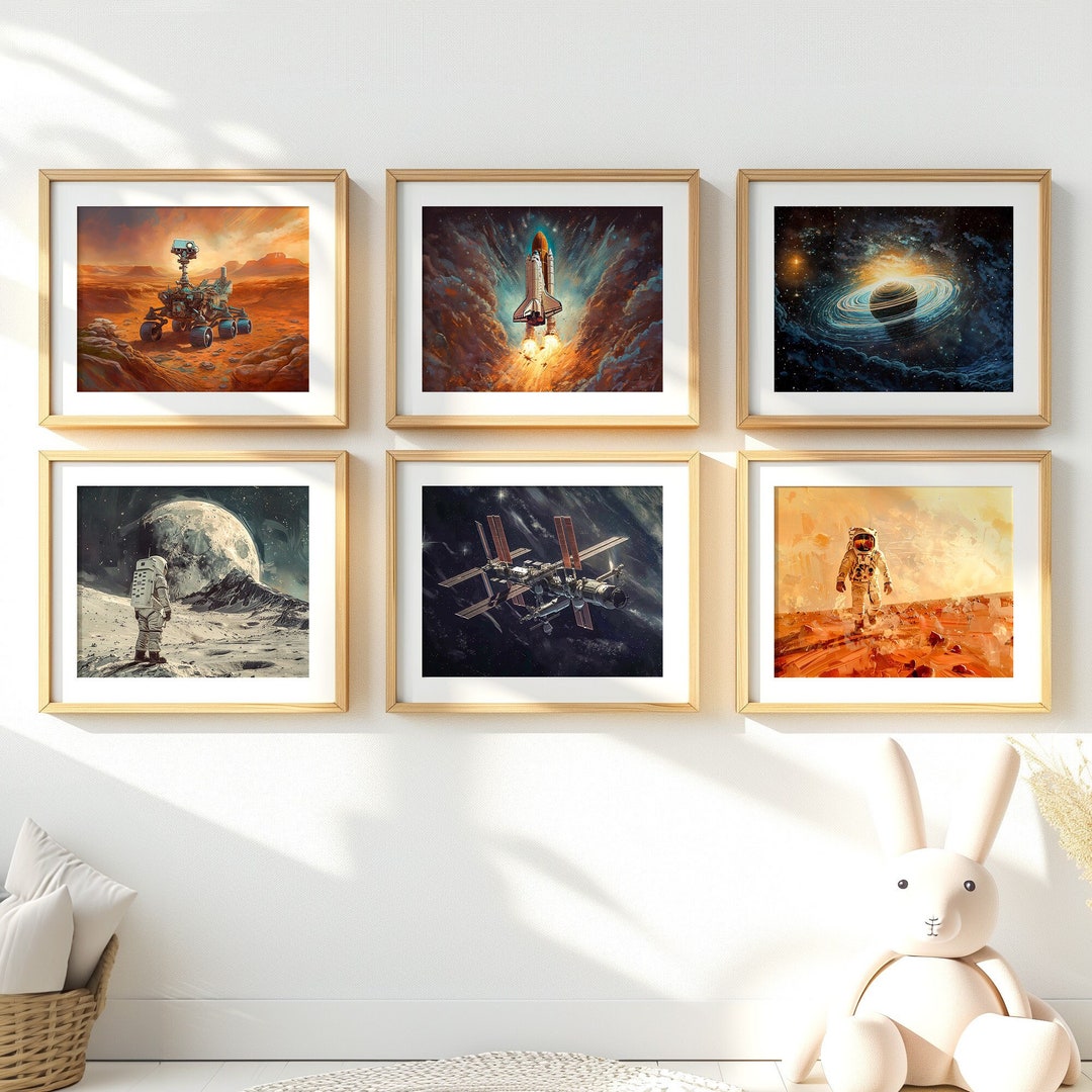 Space Exploration Prints (set of 6) | Mars Rover | Space Shuttle ...