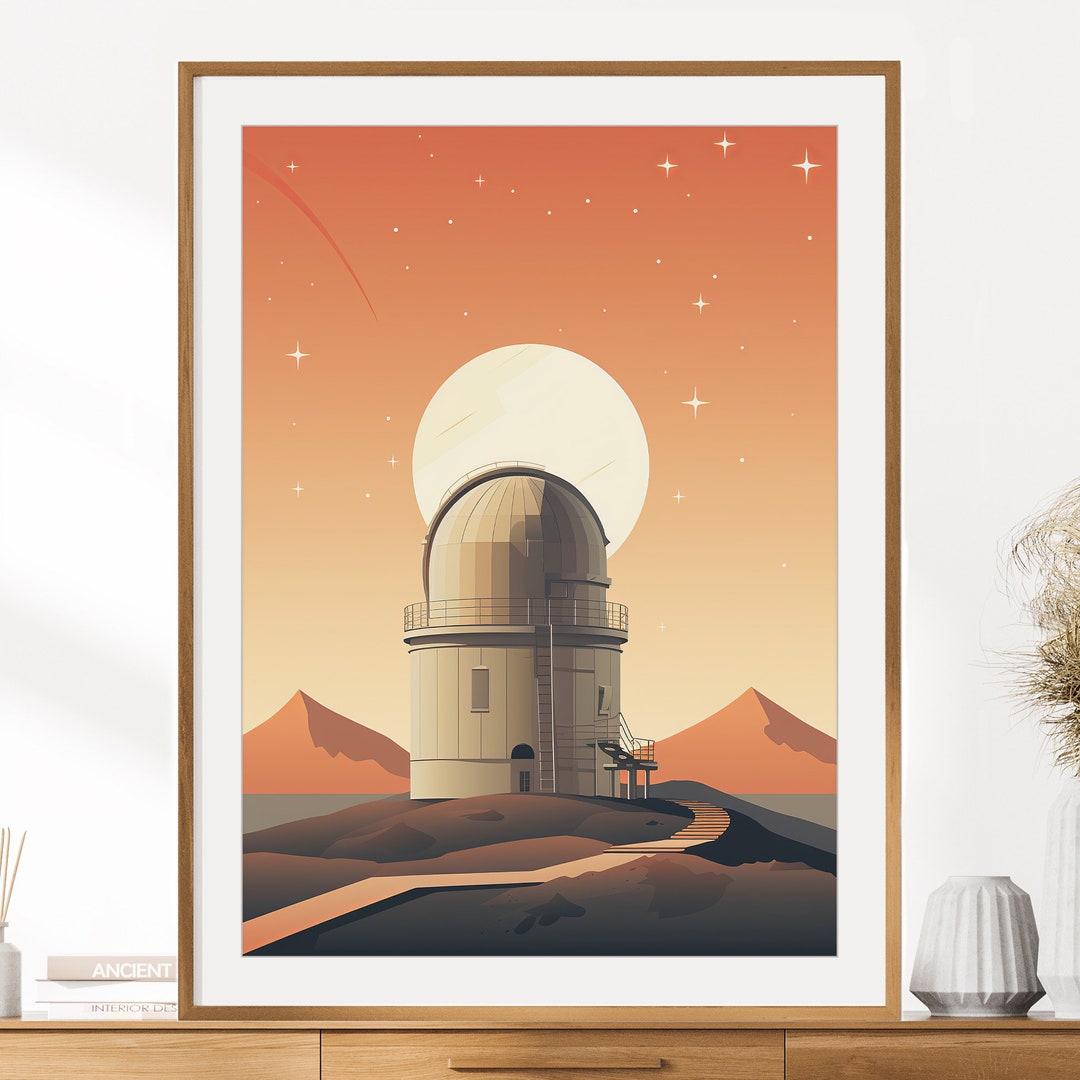 Retro Space Observatory Print | Space Observatory | Space Wall Art ...