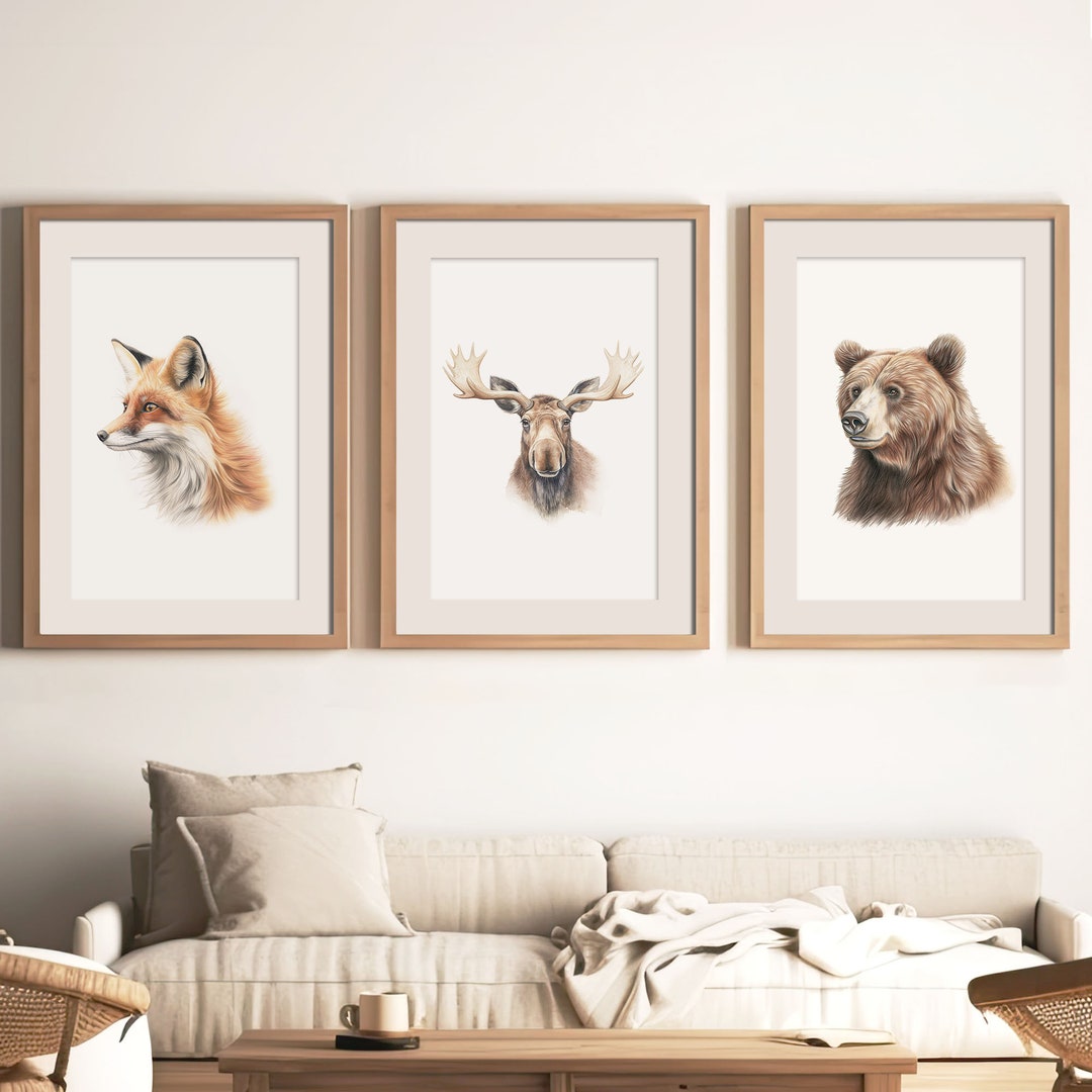 Woodland Animal Prints (set of 3) | Fox | Moose | Bear | Forest Animal ...