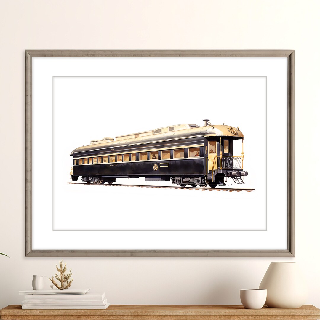Passenger Car Train Print (black) | Pullman Train Car | Train Poster ...
