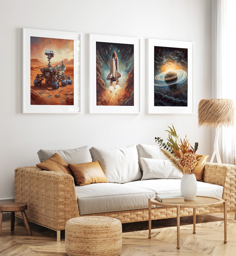 Space Exploration Prints (set of 3) | Mars Rover | Space Shuttle ...