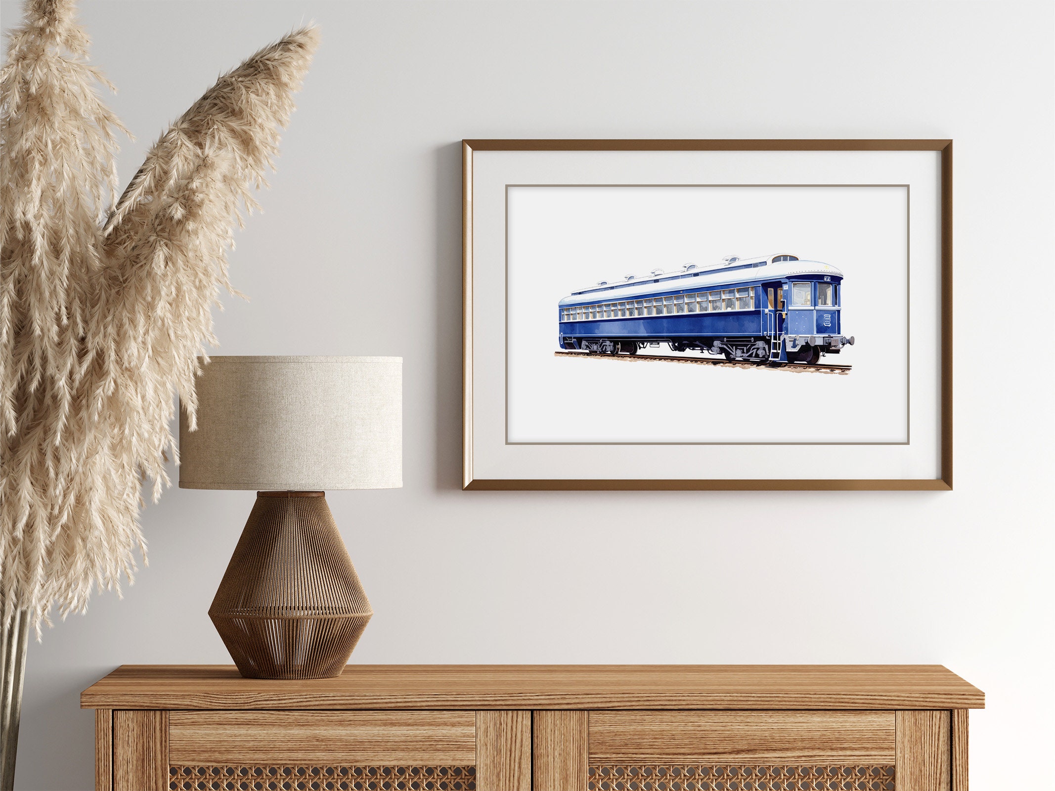 Passenger Car Train Print blue Vintage Pullman Train Car - Etsy
