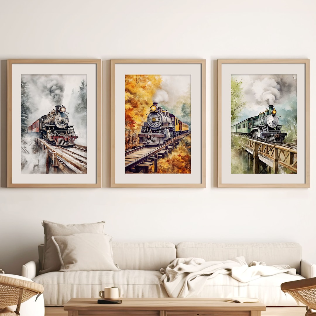 Steam Train Prints (set of 3) | Fall | Winter | Spring | Vintage Steam ...