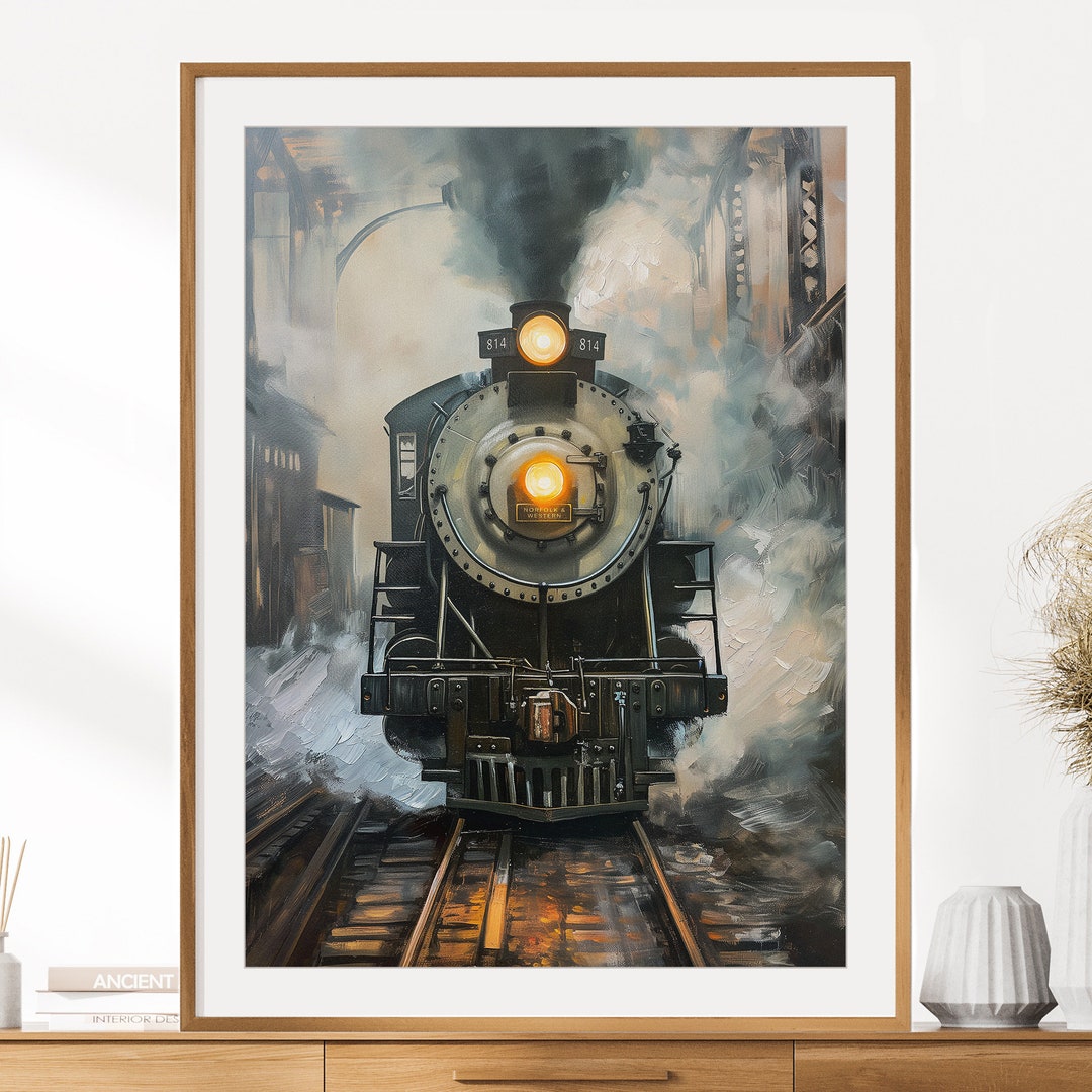Steam Train Print | Vintage Printable Railroad Art | Acrylic Railfan ...