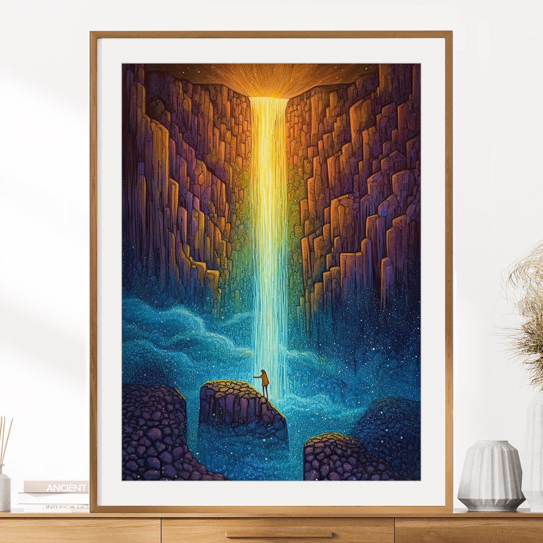 The Secret Waterfall Print | Fantasy Wall Art | Magical Waterfall Print ...