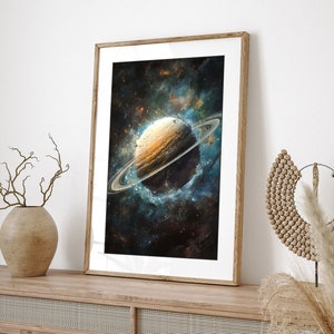Planet Saturn Print | Space Wall Art Decor | Saturn Poster | Printable ...