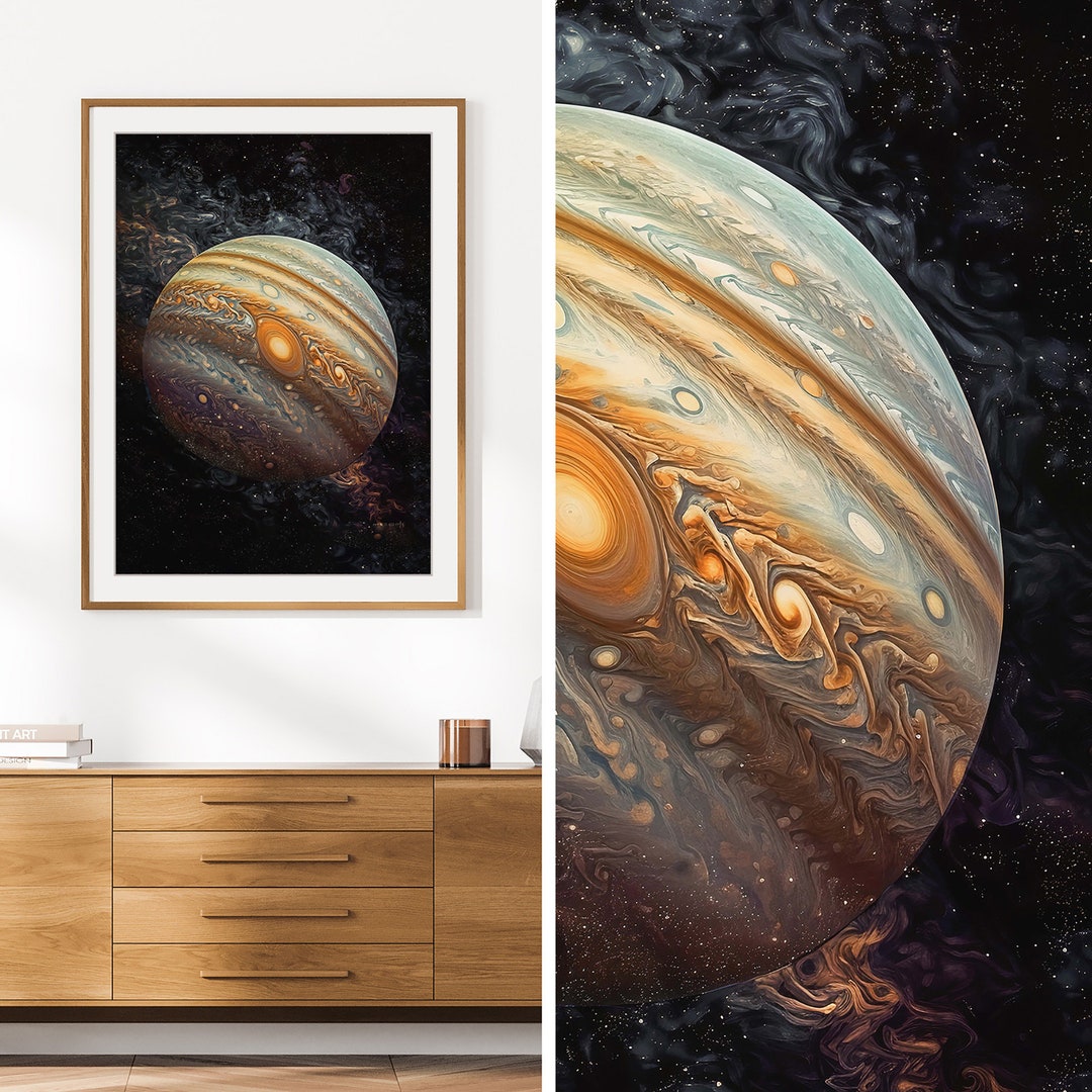 Planet Jupiter Print | Space Wall Art Decor | Jupiter Poster ...