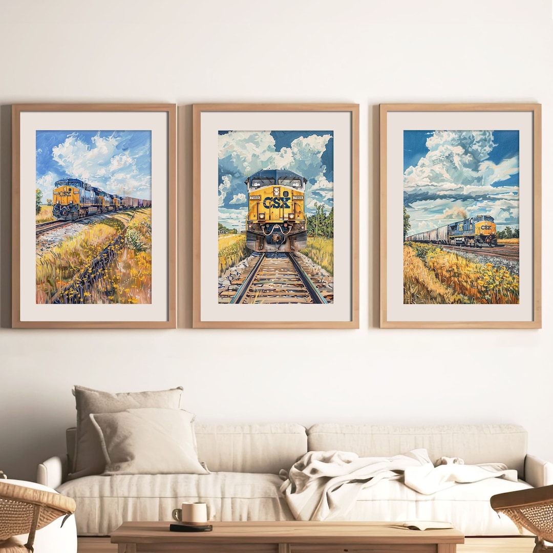 CSX Freight Train Prints (set of 3) | CSX Railway Train Art | CSX Rail ...