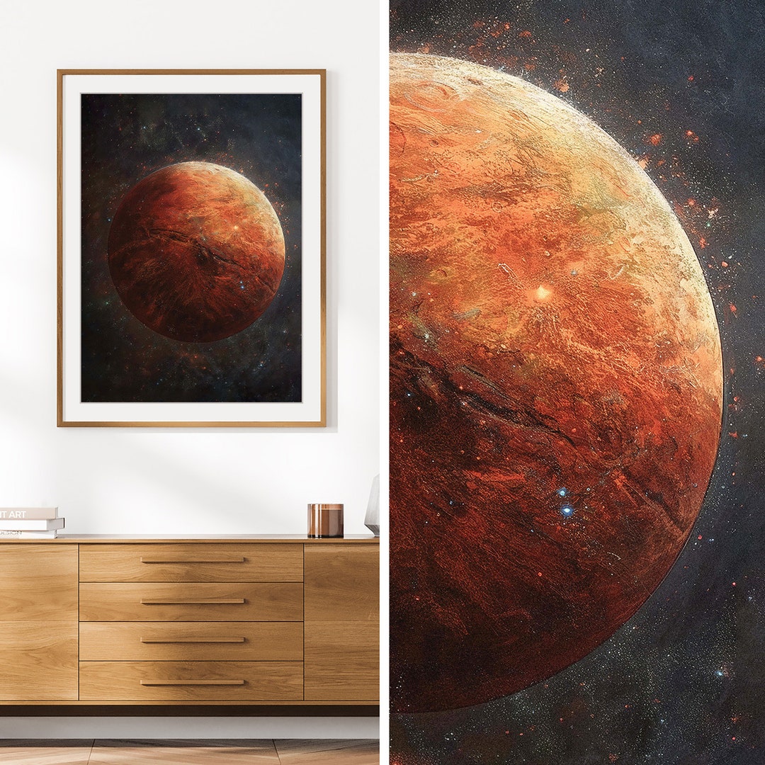 Planet Mars Print | Space Wall Art Decor | Mars Space Poster ...
