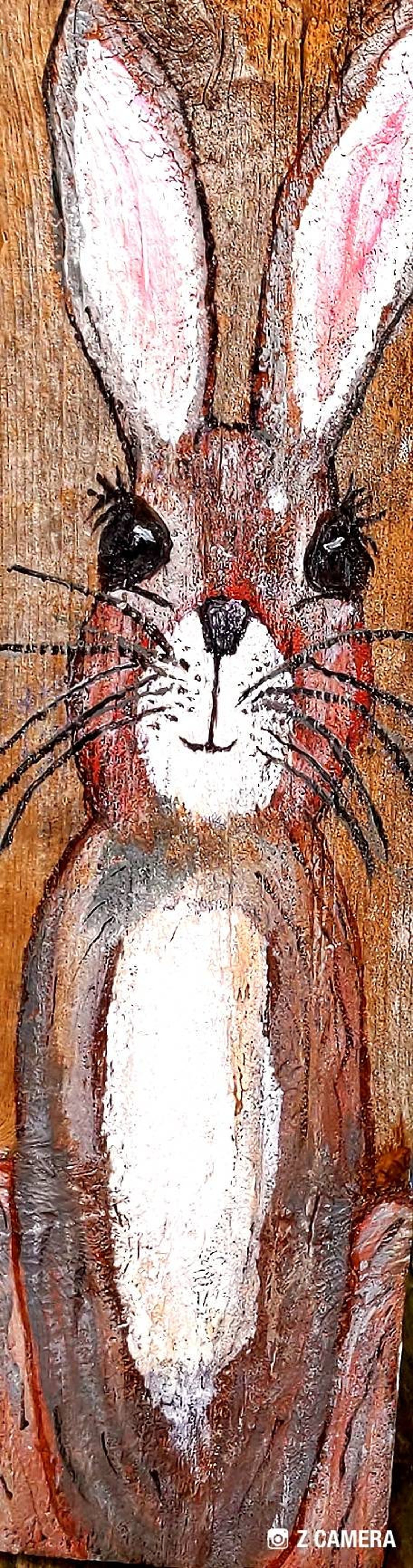 Rabbit Painted With Acrylic on Repurposed Barnwood.ships Free in ...