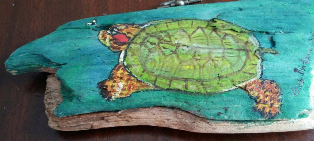 Painted Turtle #driftwood #lake#originalart #cottage#nature #turtle # ...