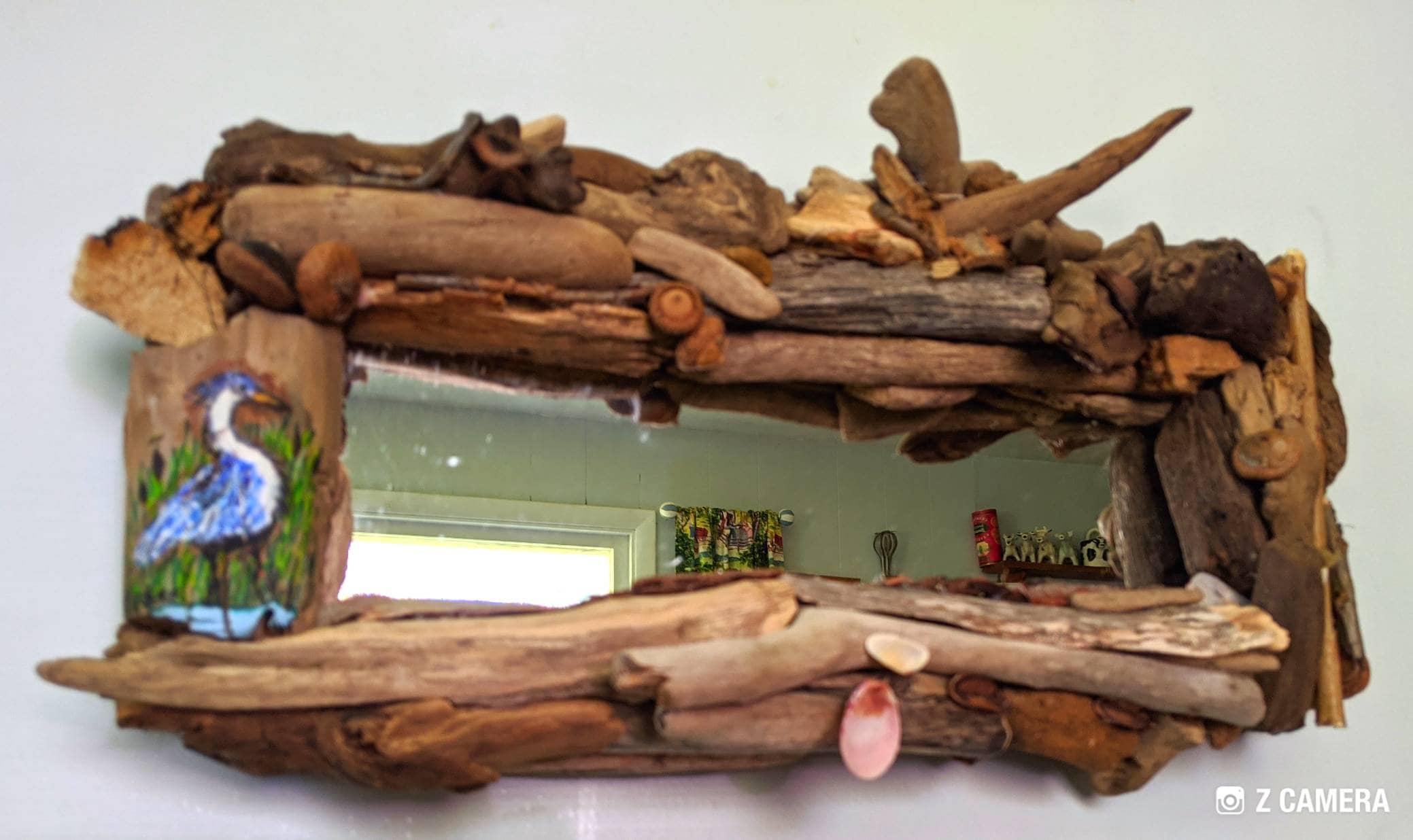 Great Blue Heron Driftwood Mirror Painting of Waterbird is Part of the ...