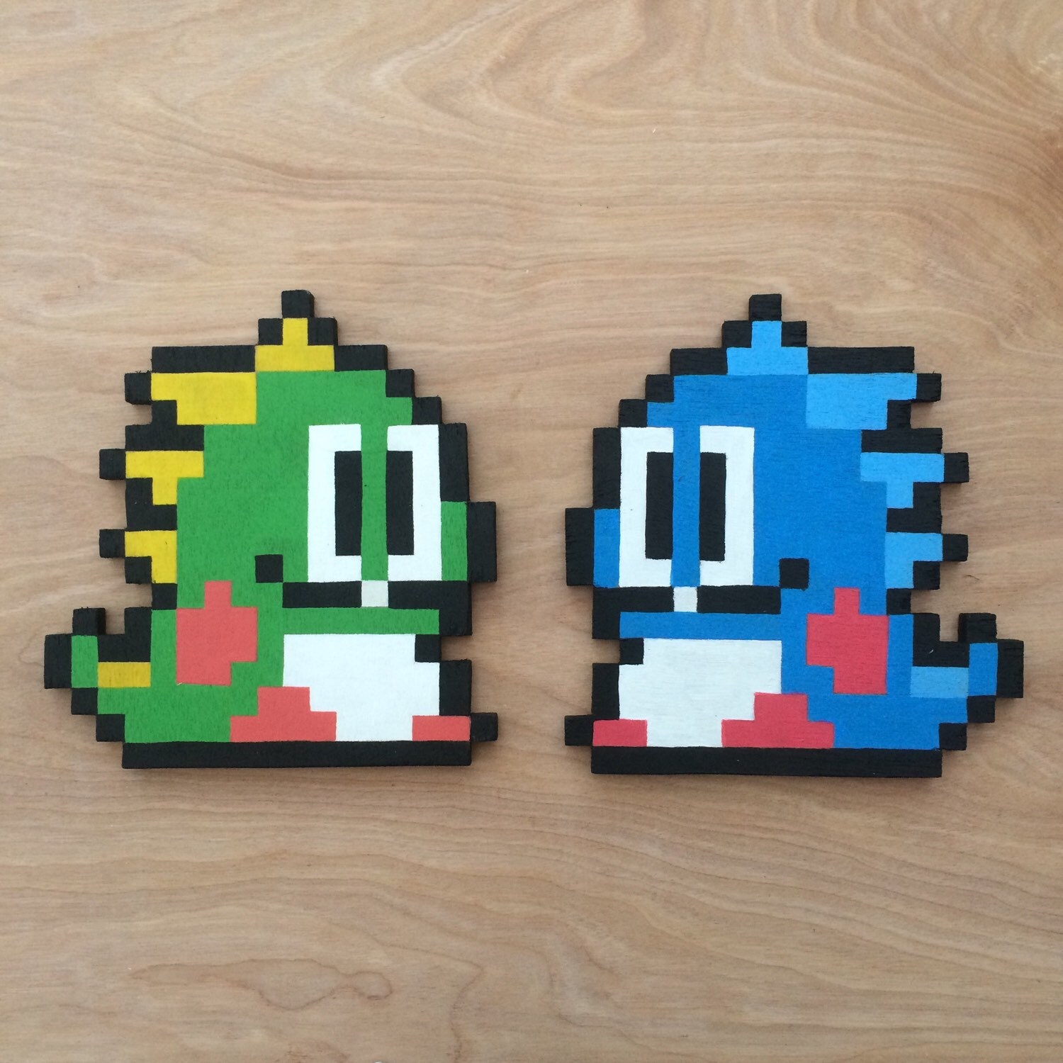 Bubble Bobble characters wooden pixel wall art Wall Decor | Etsy