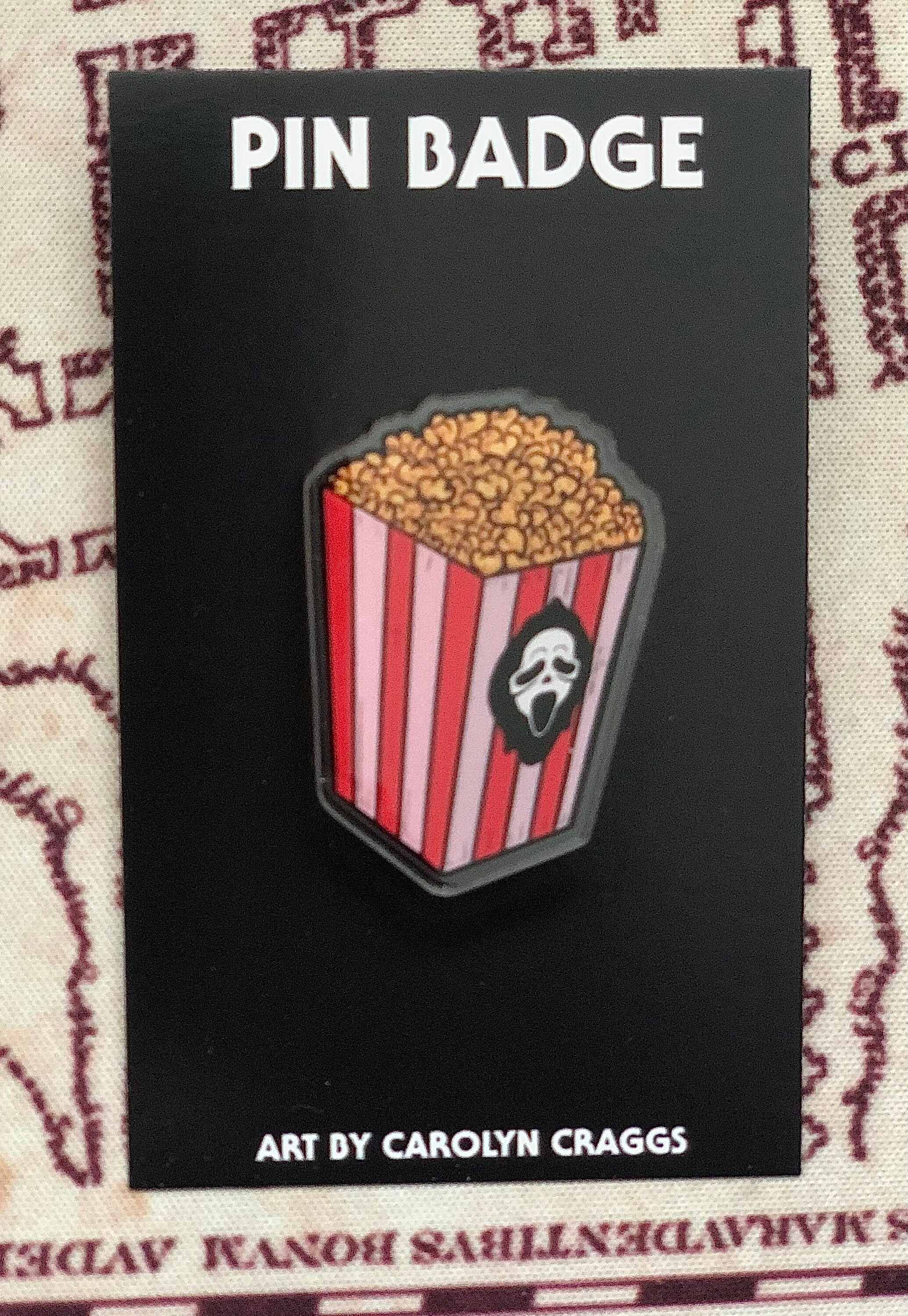 Ghostface Scream Popcorn Bucket Pin Badge - Etsy