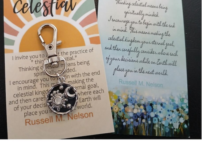 Think Celestial, LDS Gift, Relief Society, YW, Zipper Pull With Sun ...