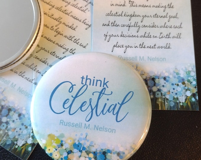 Think Celestial, 2.25" Pocket Mirror, Relief Society Birthday, Welcome ...