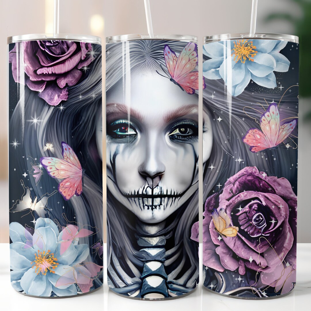 Skeleton Tumbler Cup Skull Goth Cup Gothic Halloween Tumbler Gothic ...