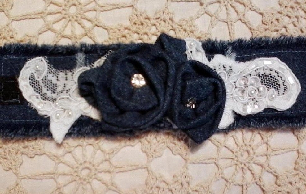 Denim and Lace Wristlet Bracelet Wrist Cuff Scarf Band - Etsy