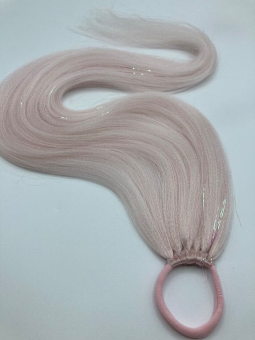 Light Baby Pink Ponytail Extension on Elastic Band, Festival, Ponytail ...