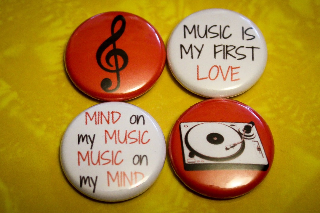 Music Lover 4 Pack - 1 Inch Pin Back or Magnet Back Buttons - Etsy