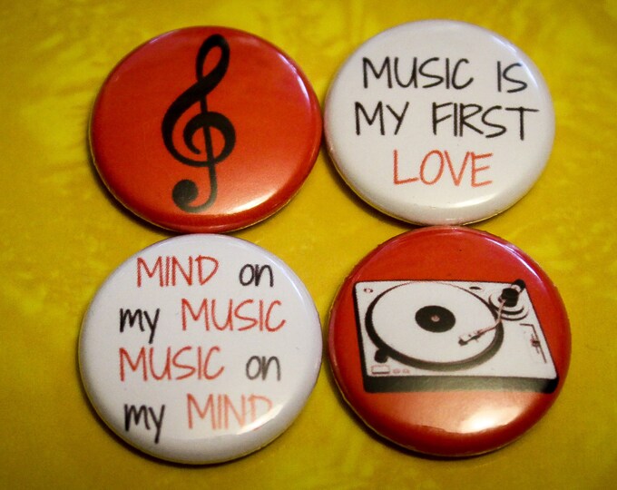 Music Lover 4 Pack - 1 Inch Pin Back or Magnet Back Buttons - Etsy