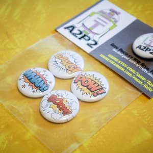 Comic Book Words Set of 4 - 1" Pin Back Buttons or Magnets - Etsy