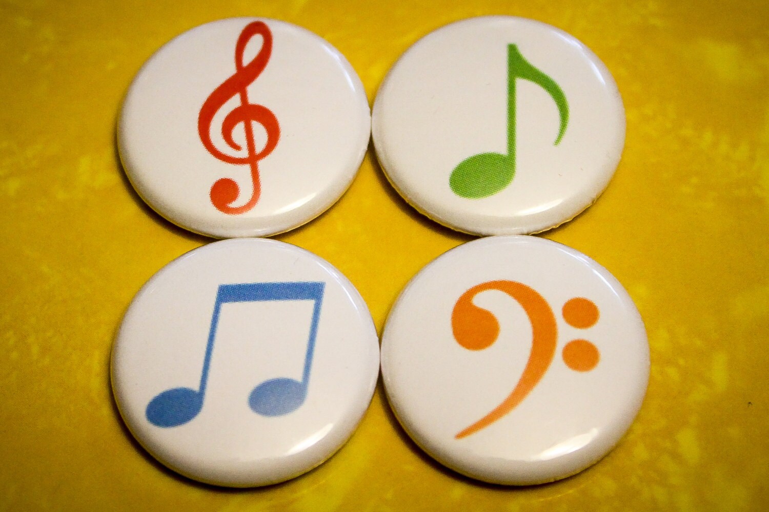 Music Notes 4 Pack 1 Inch Pin Back or Magnet Back Buttons - Etsy