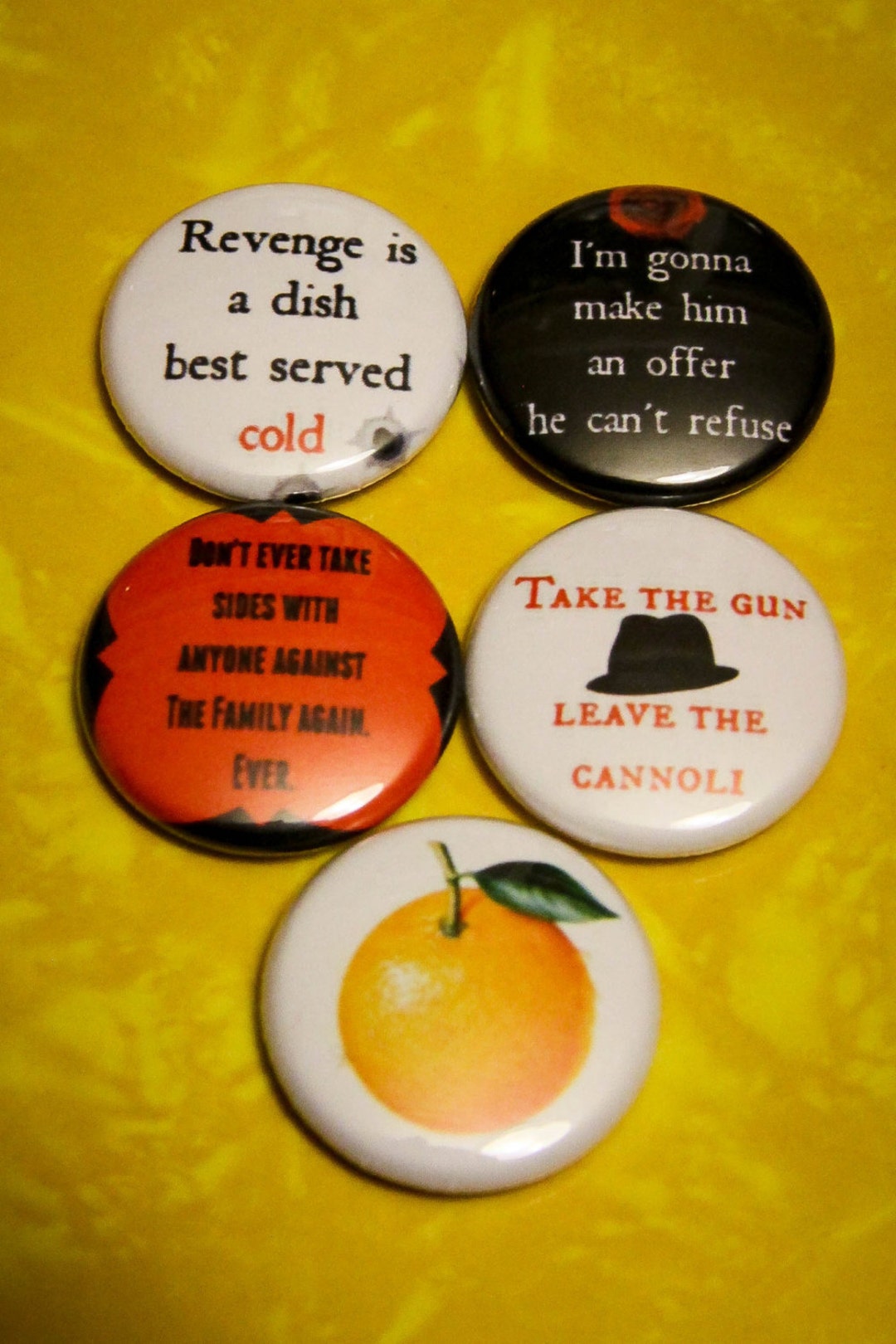 5 Pack - 1" Pin Back or Magnet Back Buttons THE GODFATHER - Etsy
