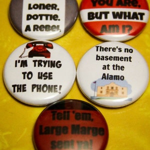Pee Wee Set of 5 - 1" Pin Back Buttons or Magnets - Etsy