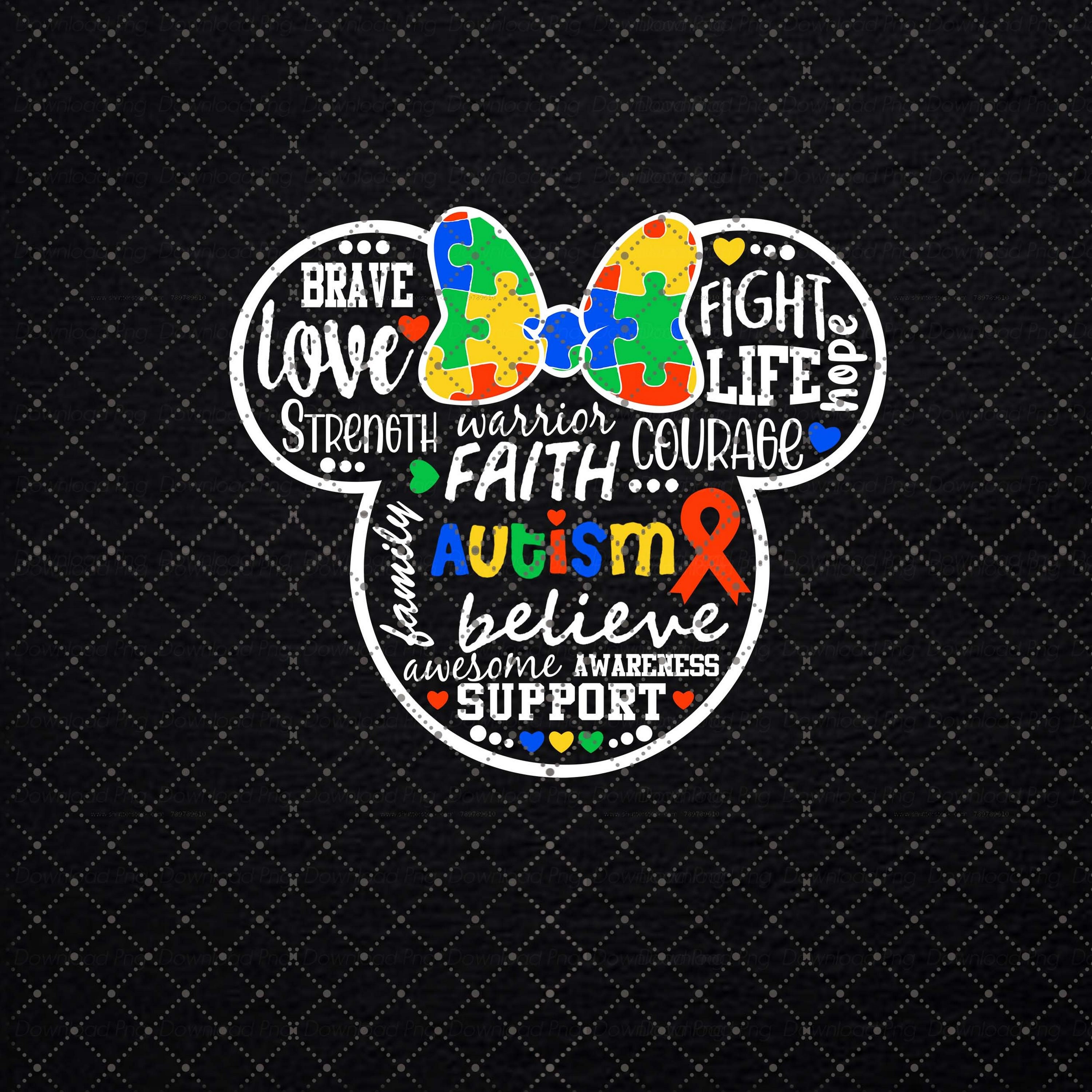 Autism Minnie Mouse Dis.ney Png, Autism Png Design, Autism Awareness ...