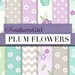 Purple flower digital paper: PLUM FLOWERS with | Etsy