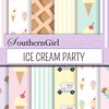 Ice Cream Digital Paper Ice Cream Cone, Waffle Cone, Ice Cream Truck ...