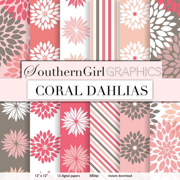 Coral Dahlia - Etsy