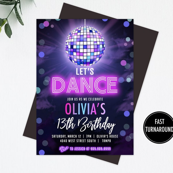 Teen Disco Party Invitation - Etsy