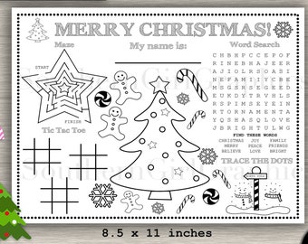MERRY CHRISTMAS Printable Placemat Activity Christmas Coloring - Etsy