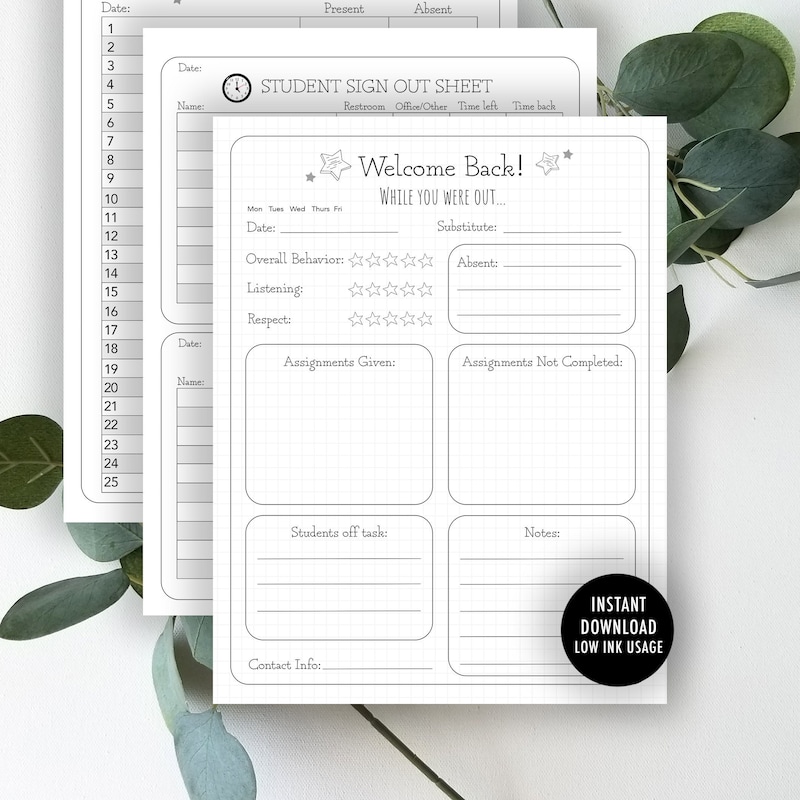 Student Sign Out Sheet - Etsy