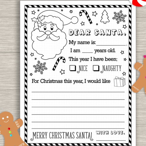 Letter to Santa Printable dear Santa Christmas - Etsy