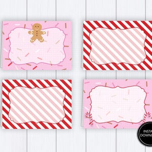 Pink Gingerbread Tent Cards: "gingerbread TENT Cards" Red White Stripe ...