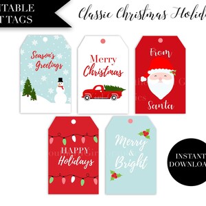 Classic Christmas Gift Tag Printable: classic CHRISTMAS Tag Santa ...
