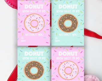 Donut Valentine's Day Cards Girls Valentine Cards - Etsy