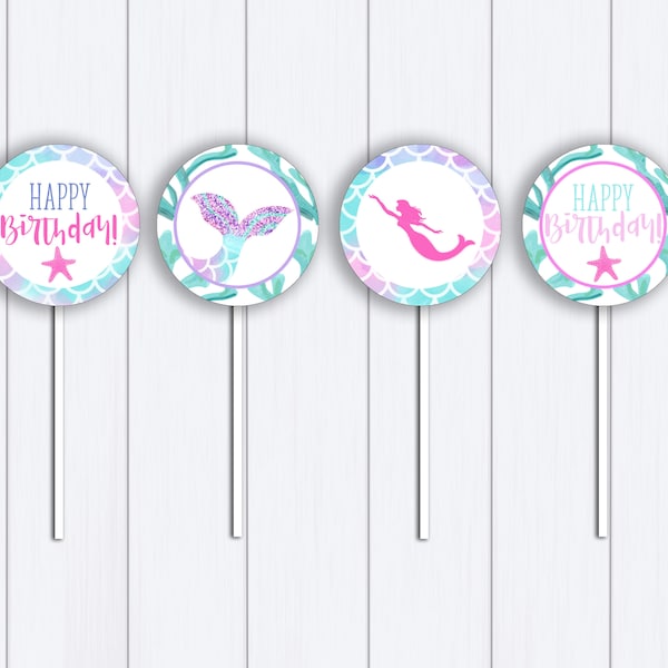 Mermaid Cupcake Topper Printable - Etsy