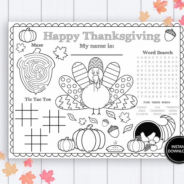 Thanksgiving Placemat - Etsy