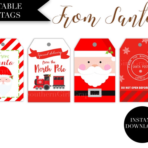 From Santa Printable Gift Tags Christmas Gift Tags Santa - Etsy