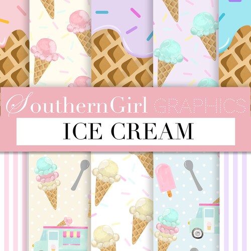 Ice Cream Digital Paper Waffle Cone Wafer Popsicle - Etsy