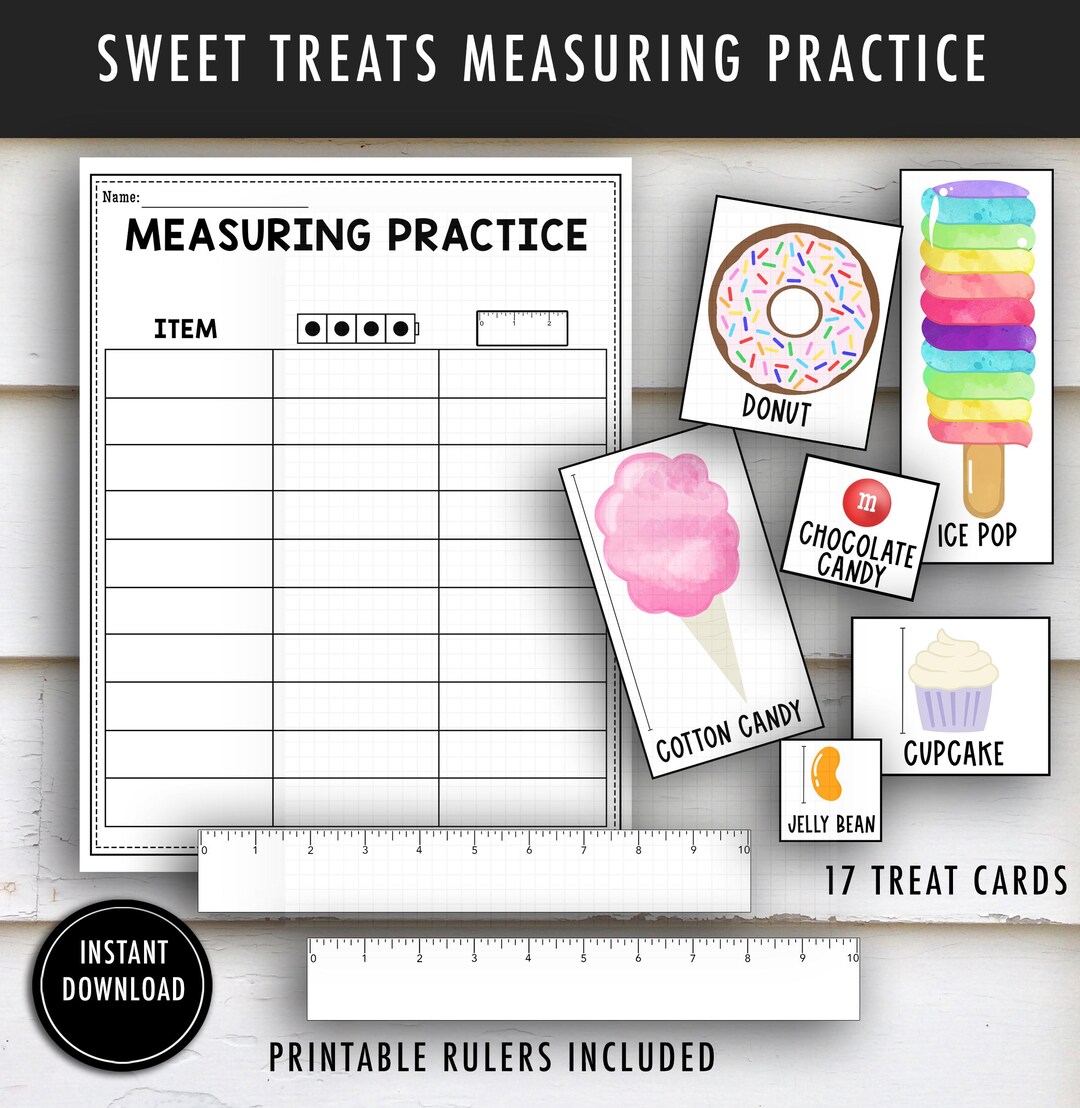 Measurement Practice Center Printable - Ruler Practice, Printable Ruler ...
