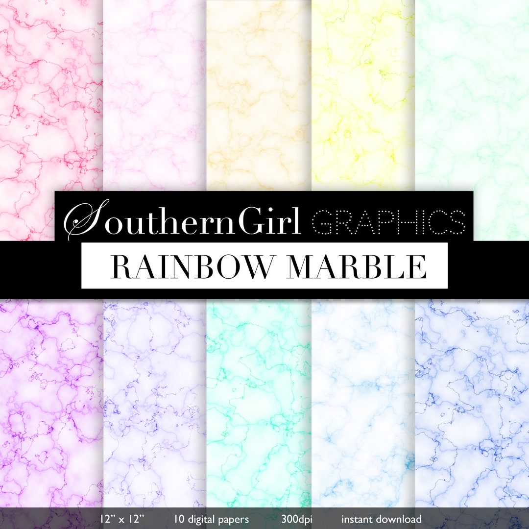 Color Marble Texture Digital Paper: "marble Texture" With Rainbow, Pink ...