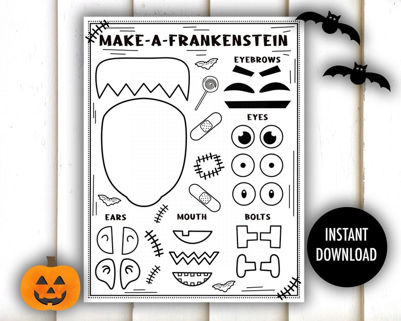 Make a Frankenstein Printable – Halloween Kids Craft, Cut and Paste ...